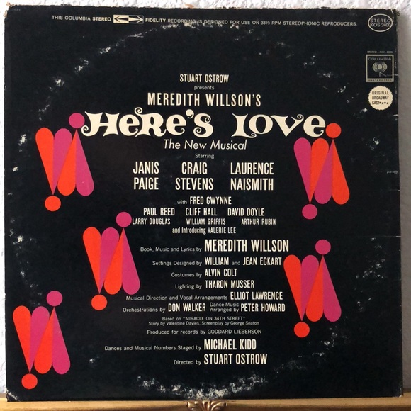 Columbia | Art | Meridith Wilsons Heres Love Musical Soundtrack Vinyl ...